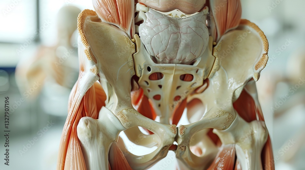 Detailed anatomical model showcasing human pelvic structure with ...