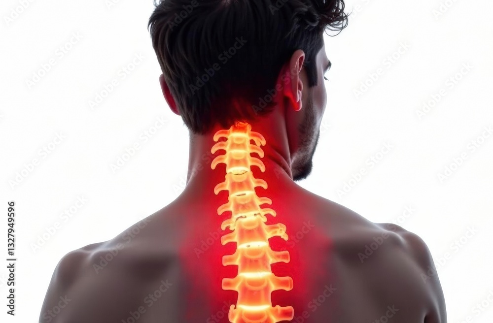 Stock-Foto „cervical spine pain, spinal cord inflammation, indian man ...