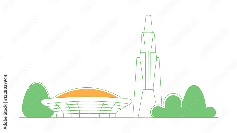 vietnam modern buildings and nature colored vector illustration with ...