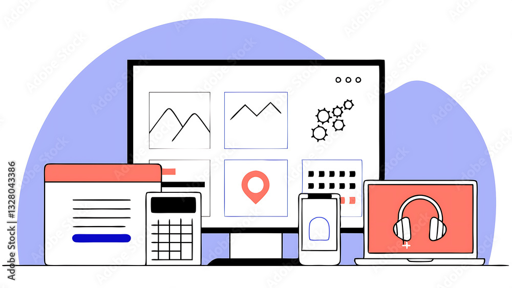 illustration of modern line flat design composition infographics ...