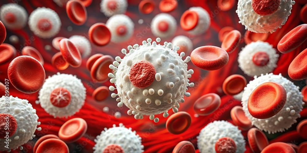 Microscopic View: White Blood Cells Amidst Red Blood Cells in Human ...