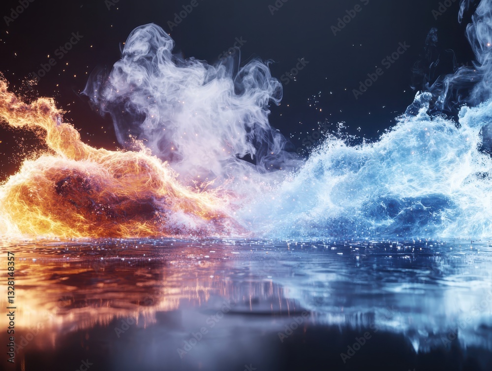 Dynamic vapor flow animation over backlit surface high-tech ...