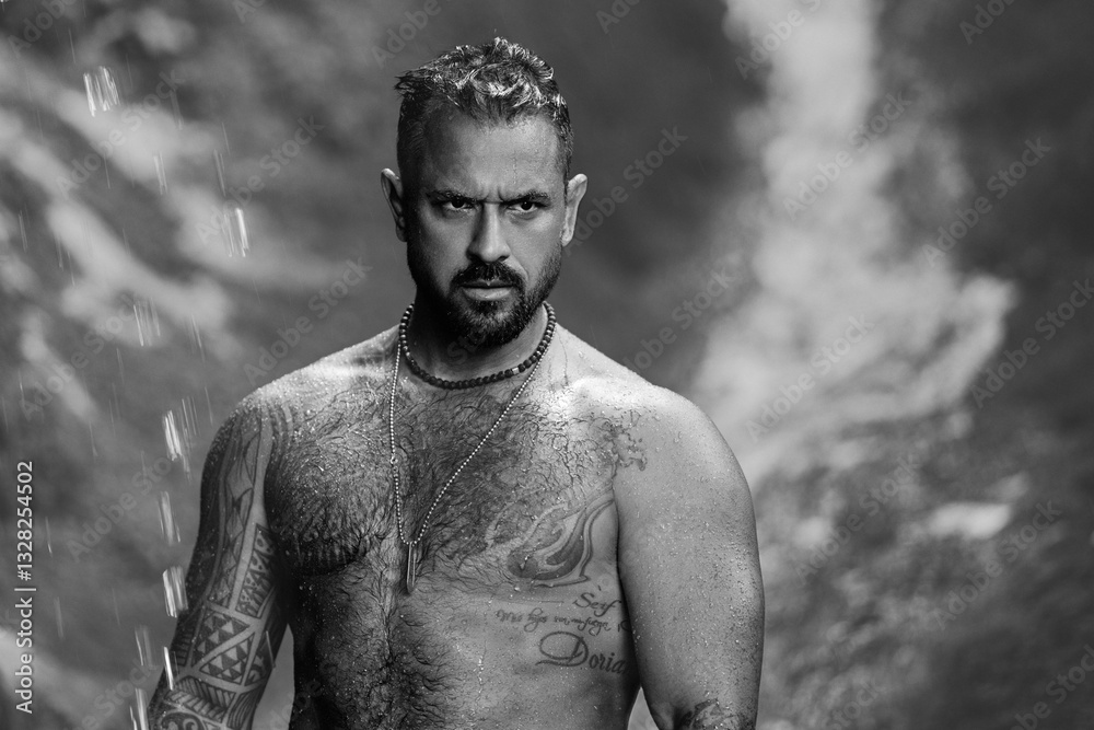 Стоковое фото «Muscular man. Rural guy. Naked body of strong farmer guy ...