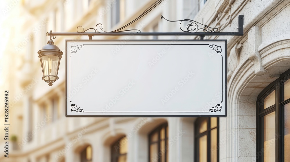 Elegant blank signage outside a boutique urban street graphic design ...