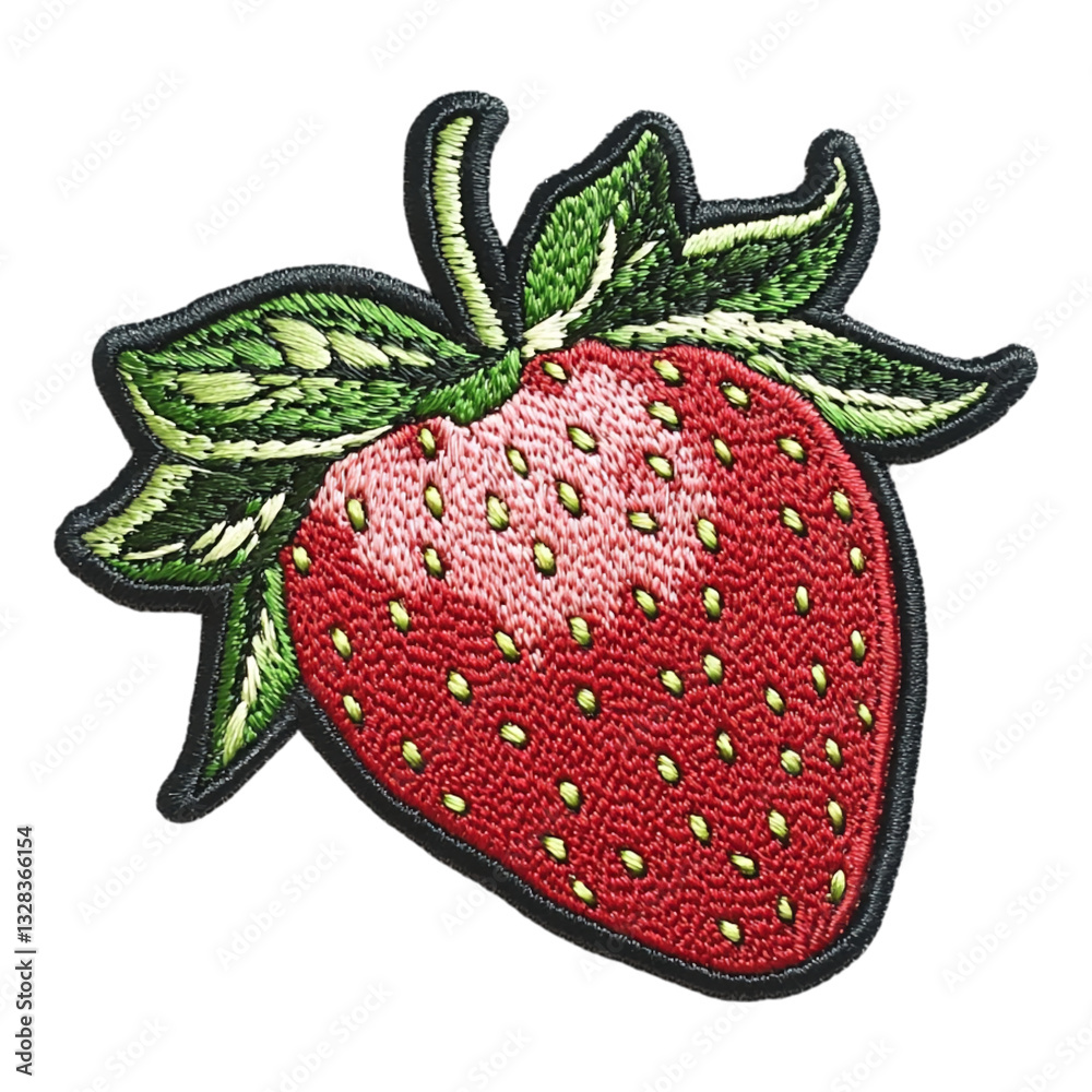 strawberry embroidery patch isolated on transparent background, in PNG ...