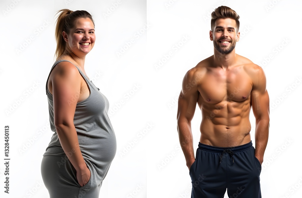 Young fit couple posing shirtless showing athletic physiques Stock ...