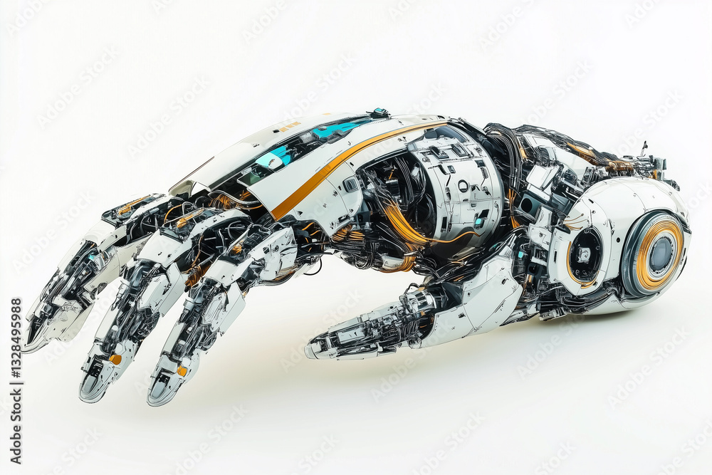Tangan robot futuristik, menampilkan teknologi canggih. Tangan robotik ...