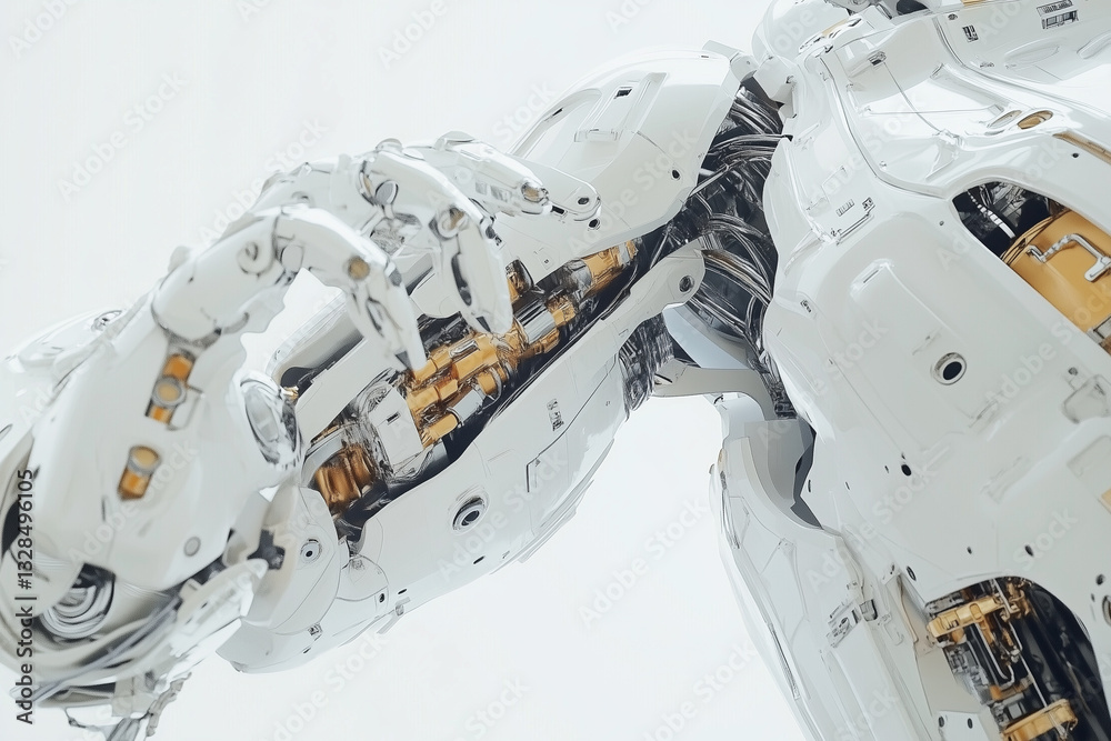 Tangan robot futuristik, menampilkan teknologi canggih. Tangan robotik ...