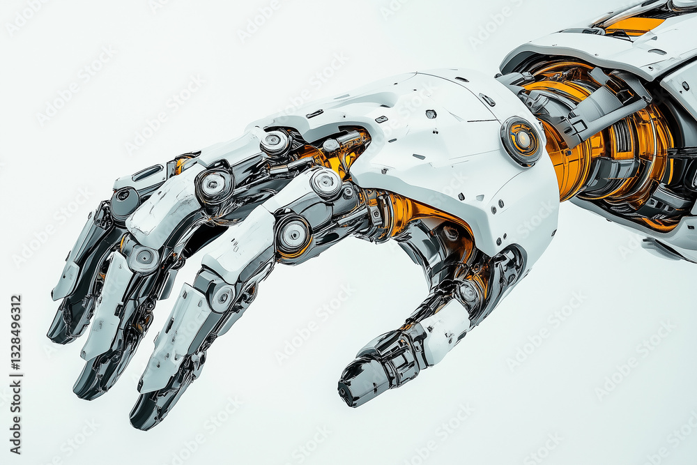 Tangan robot futuristik, menampilkan teknologi canggih. Tangan robotik ...
