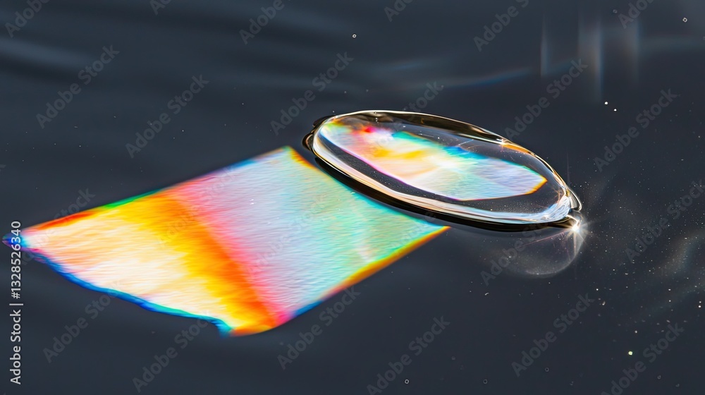 Refraction of light through a bubble outdoor water surface ...