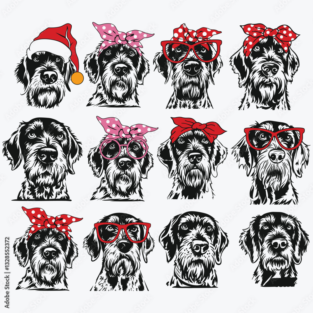 German Wirehaired Pointer SVG file for Cricut, GWP dog clipart, Cut ...