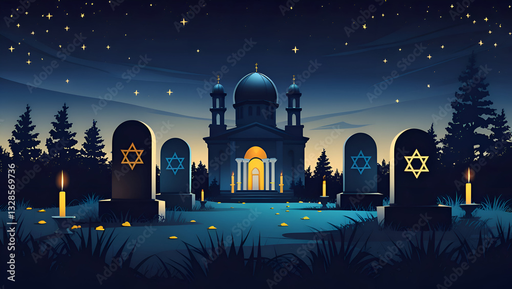 Remembrance Day, Judaism Graveyard, Jewish Graves at Night ...