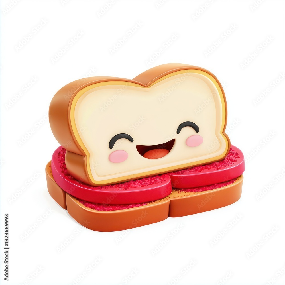 Happy sandwich emoji with a smiling face, held between slices of ruby ...