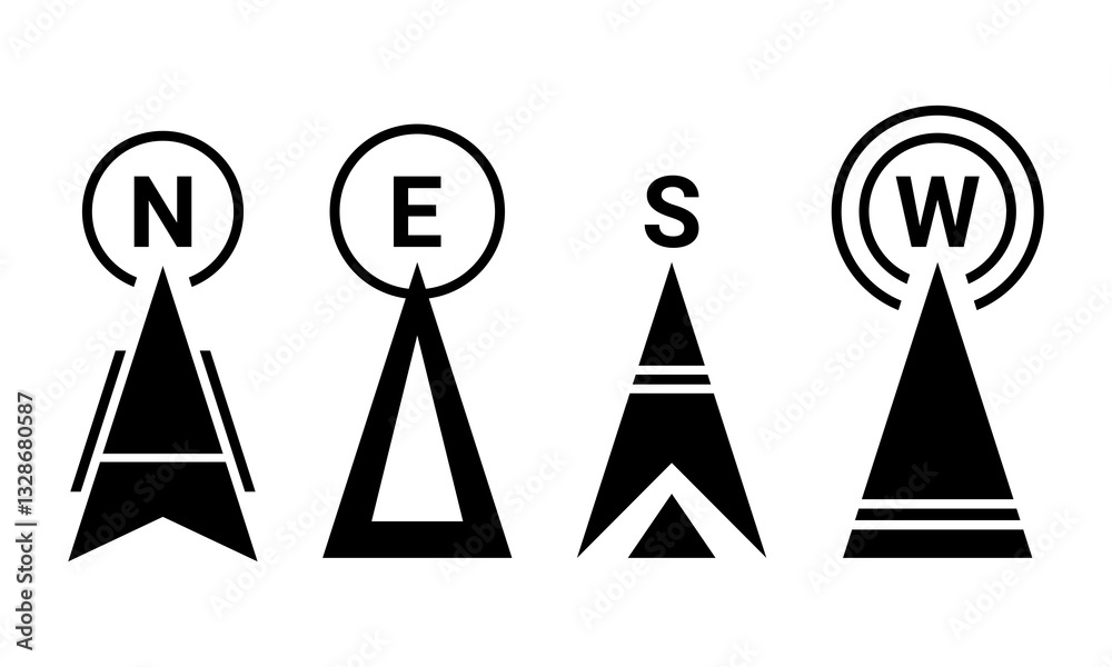 Black map direction symbol. Direction sign Stock Vector | Adobe Stock