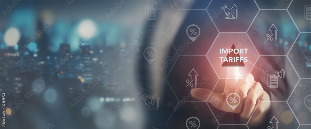 Import tariffs increasing, global trade concept. Interacting with a ...