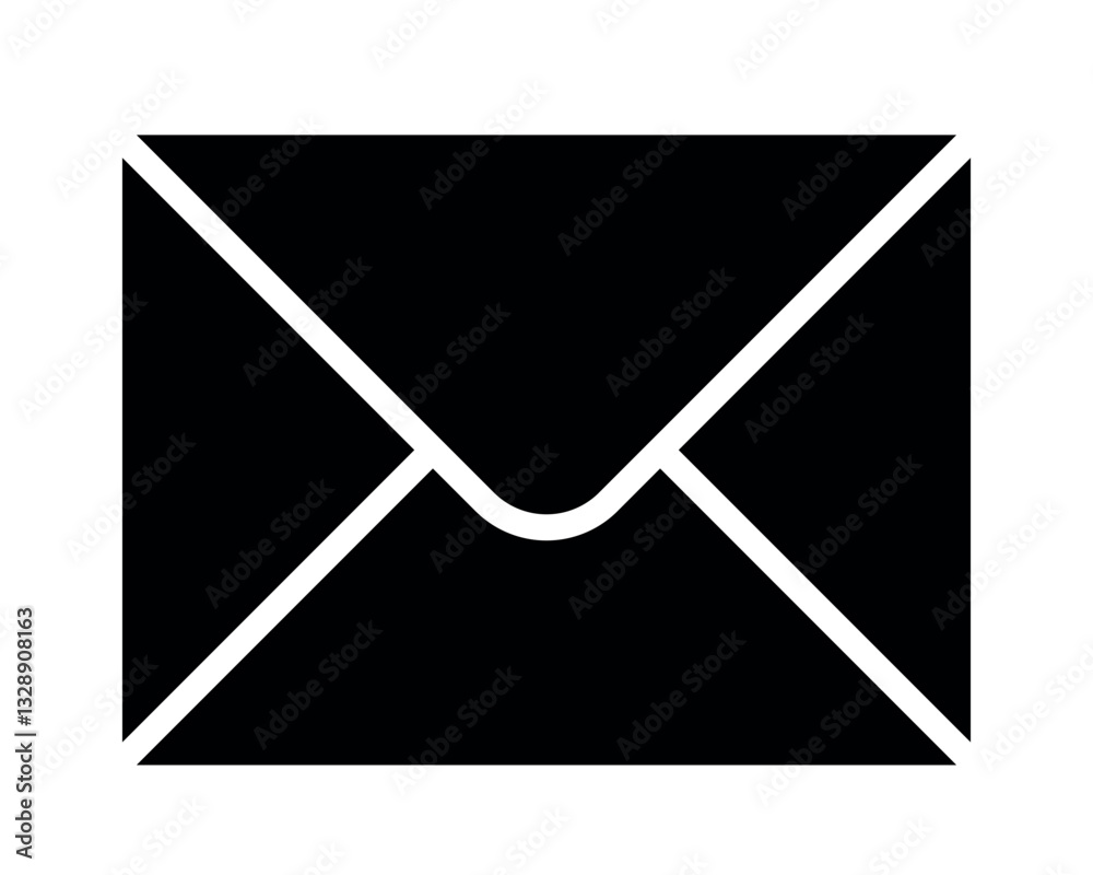 envelope, black and white vector illustration of letter and e-mail icon ...