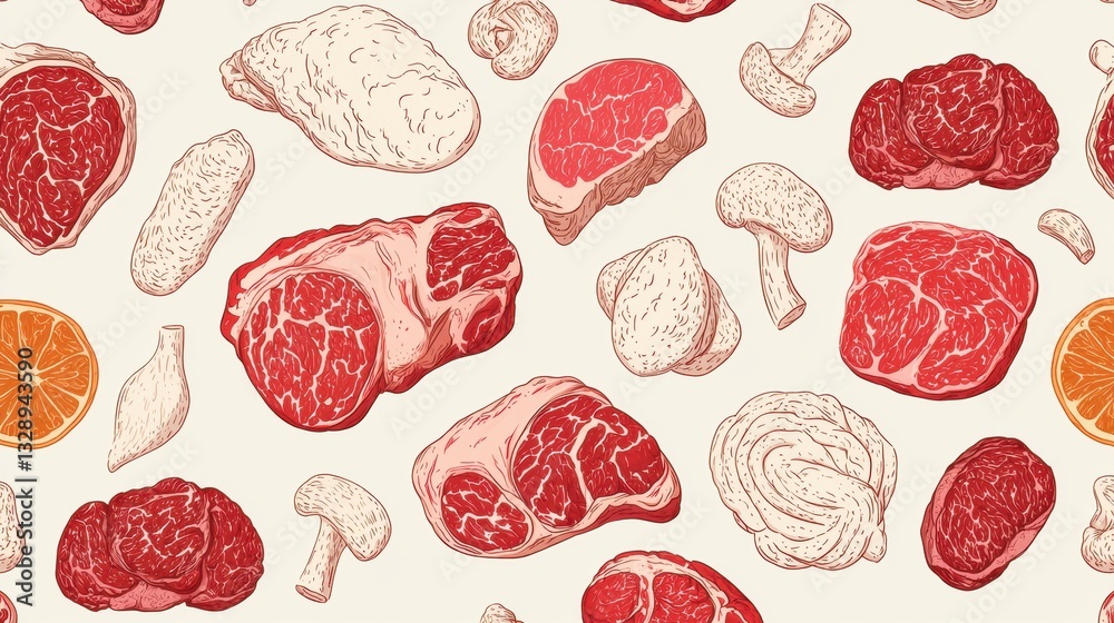 Ilustración de Stock Beef cuts chart concept. Scientific style of beef ...