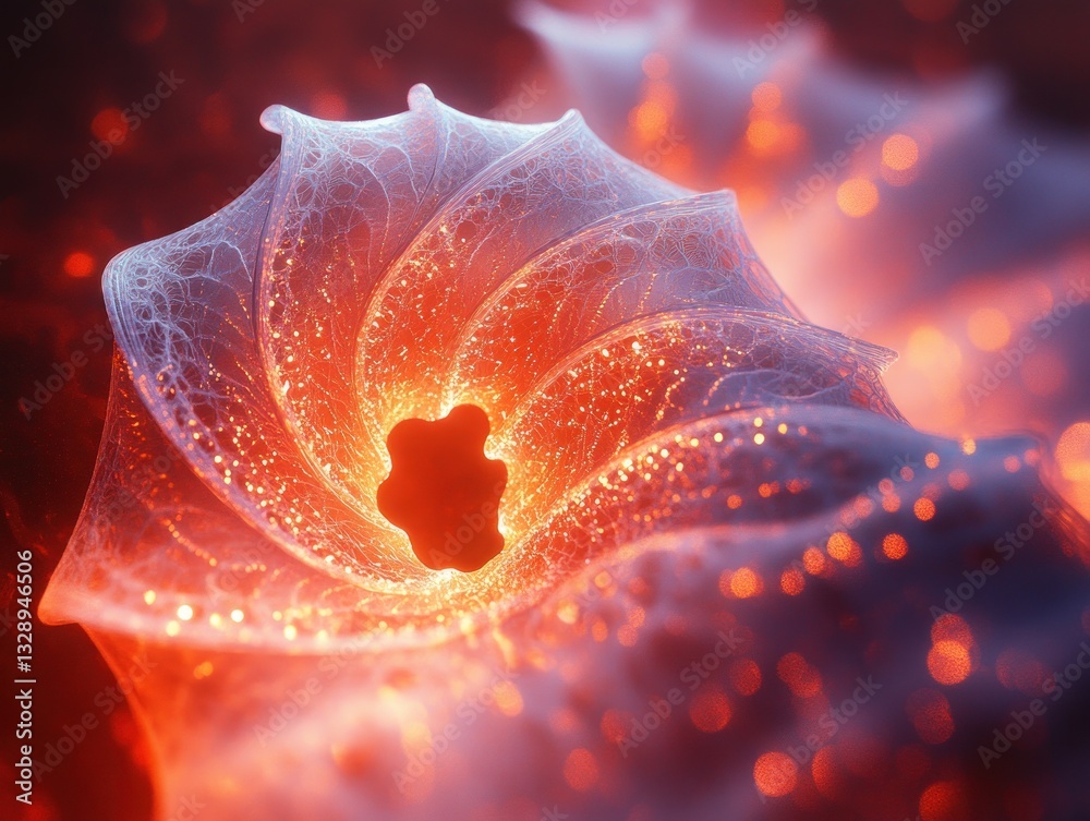 Cochlea Inner Ear Structure 3D Rendering Glowing Anatomy Stock ...