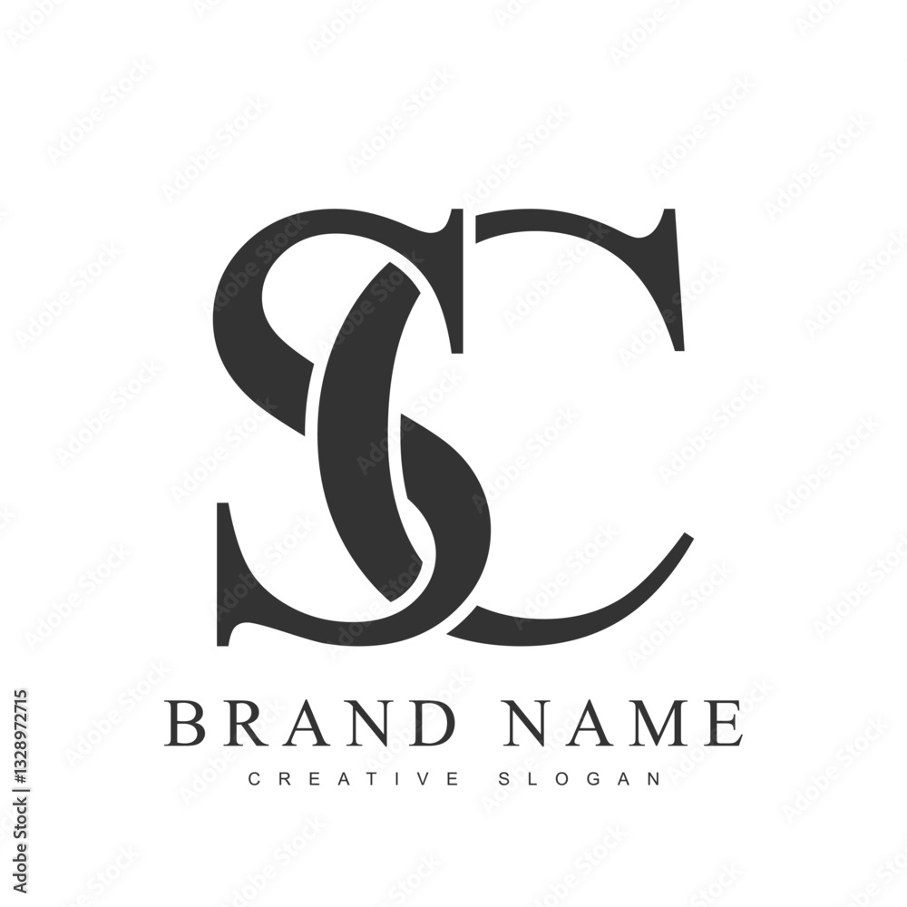 SC trendy logotype template. Initial letter s and c classic font style ...