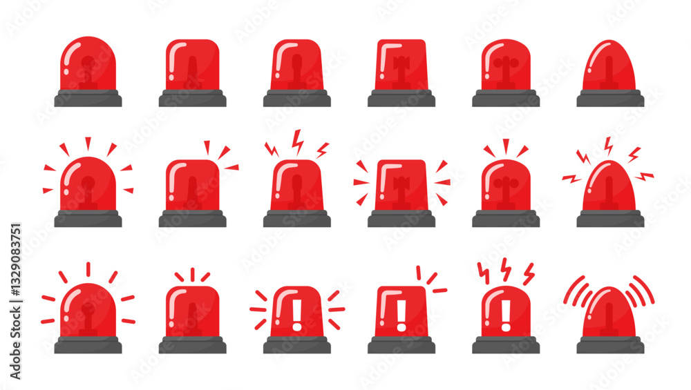 Emergency siren. Warning light sign. Alert device, flashing light on ...