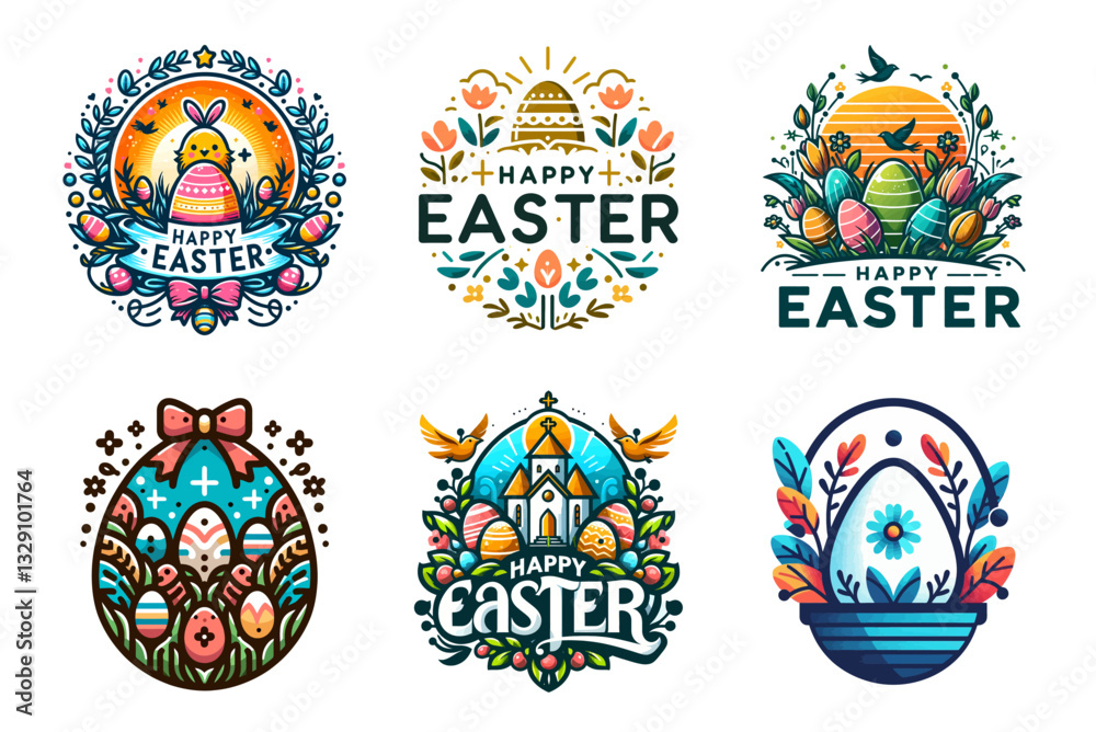 Emblème de Pâques : un logo représentant Jésus-Christ, une croix et des ...