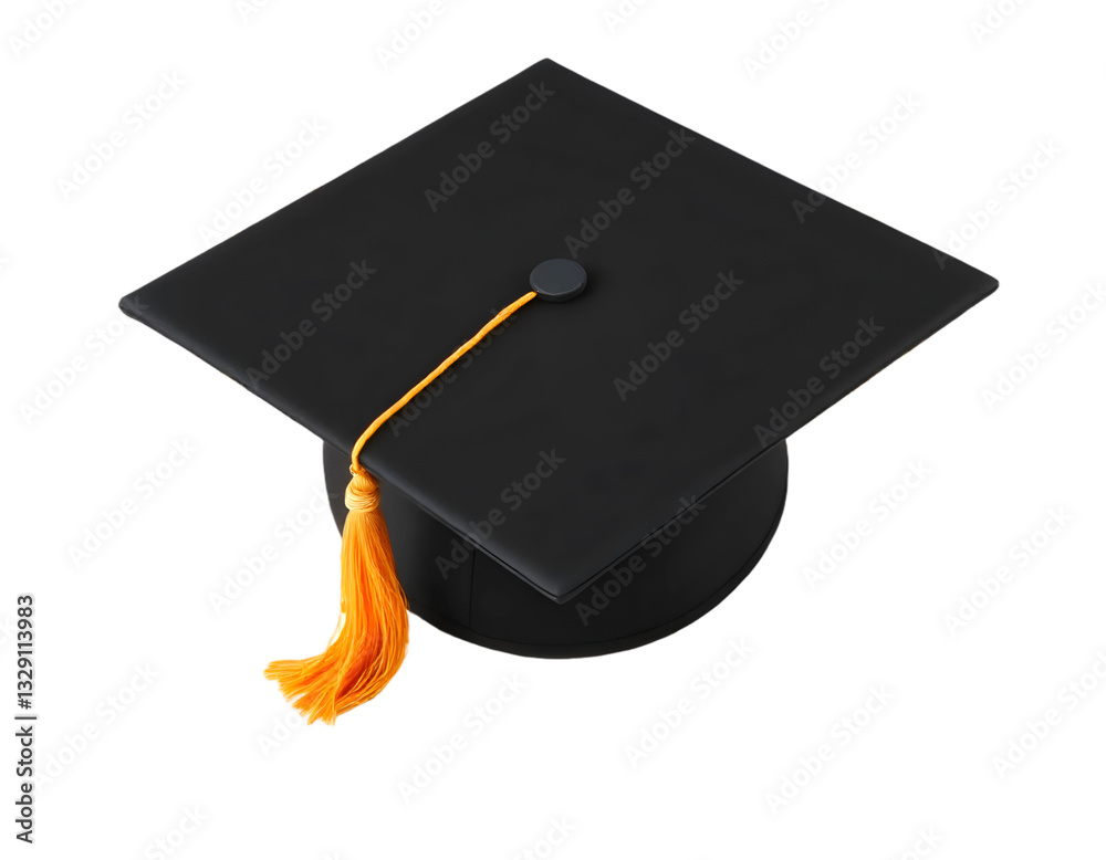 Graduation cap with orange tassel isolated on transparent background ...
