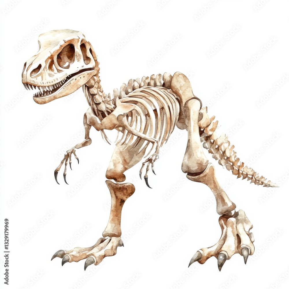Tyrannosaurus Rex Skeleton Fossil Paleontology Drawing of Prehistoric ...
