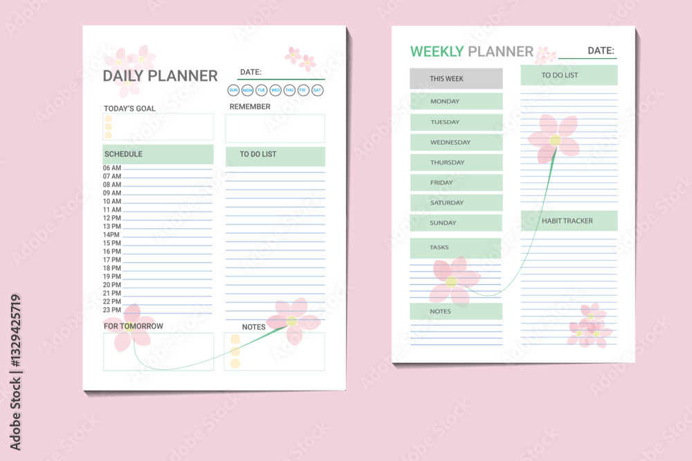 Daily weekly planner template design Stock Vector | Adobe Stock