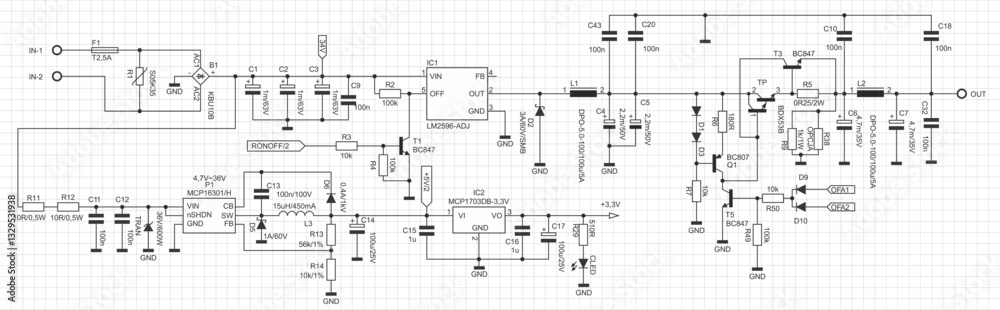 Schematic diagram of electronic device. Vector drawing electrical ...