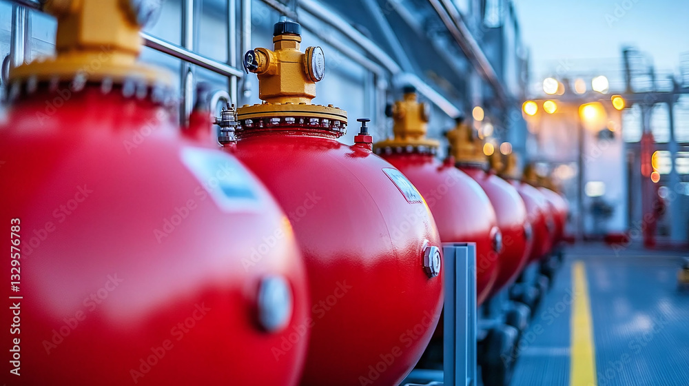 CO2 tanks for firefighting on cargo vessels Stock Photo | Adobe Stock