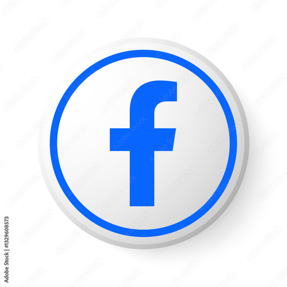 Vector de Stock Facebook Circle Vector Button with Blue Logo. Social ...