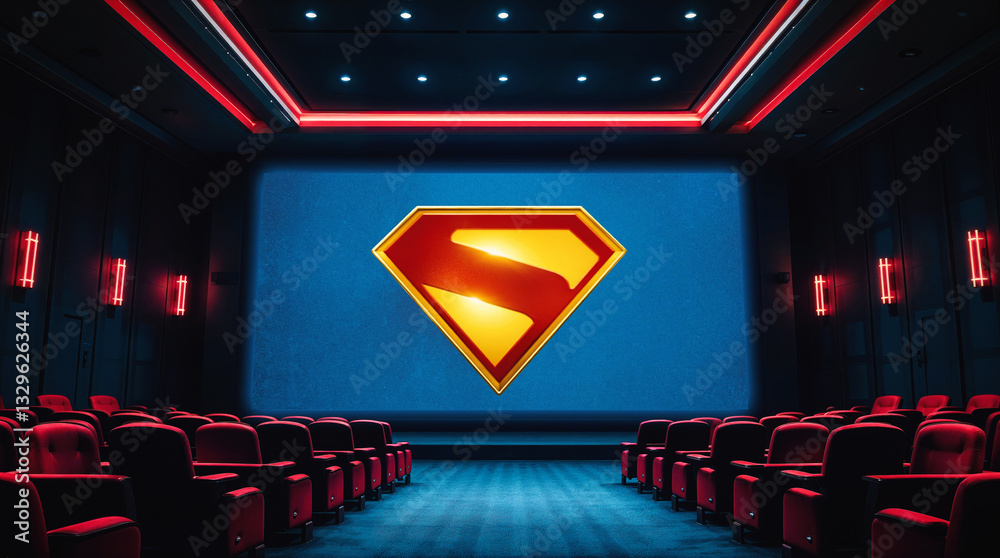 Superman Logo, Cinema Auditorium, Movie Theater Interior, Red Velvet ...