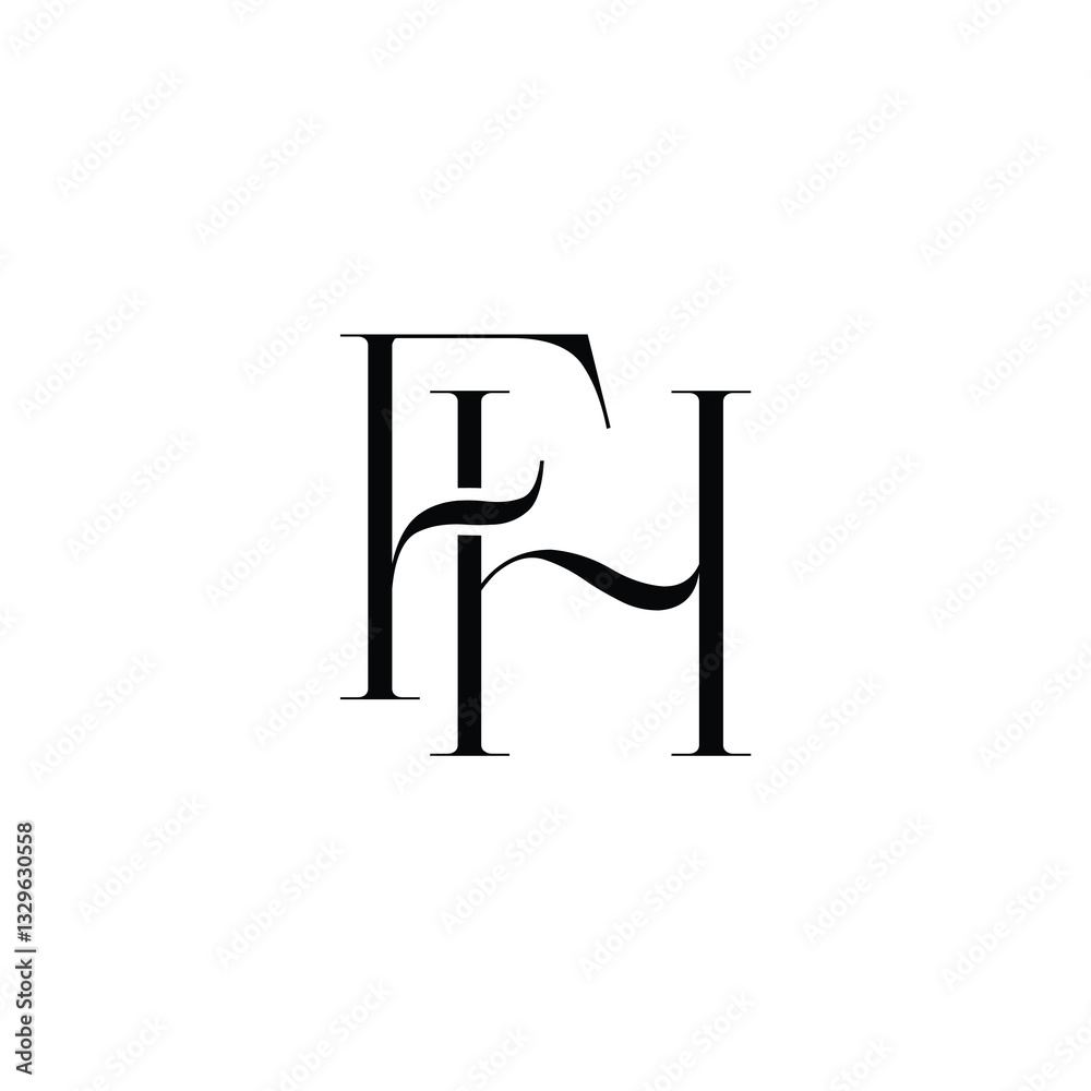 FH monogram logo design letter text name symbol monochrome logotype ...
