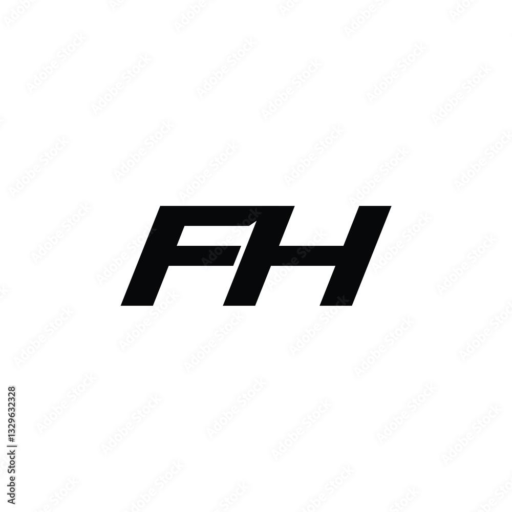FH monogram logo design letter text name symbol monochrome logotype ...
