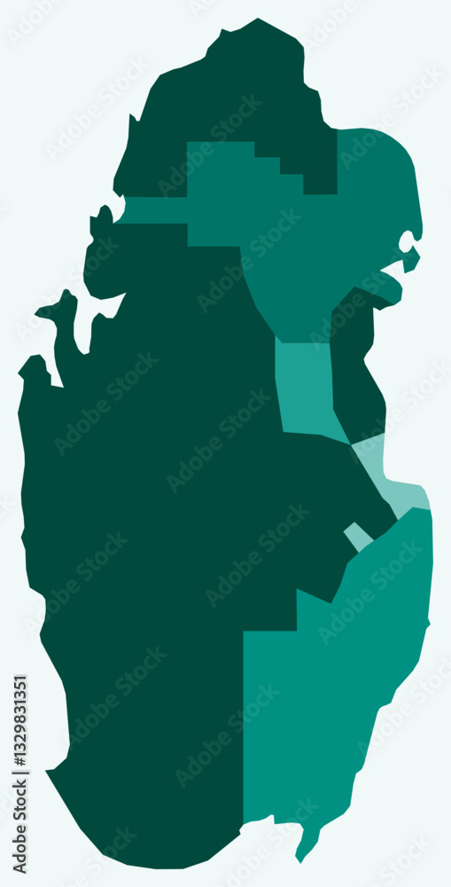 Map of Qatar with regions. Just a simple country border map with region ...
