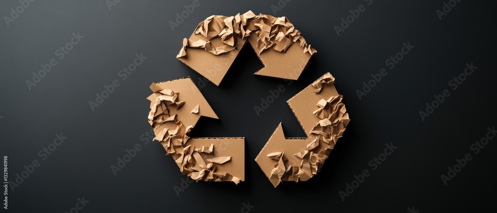 Eco-friendly recycling symbol made from brown paper representing ...