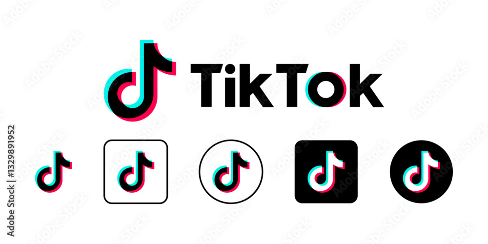 Tik-tok company logo set. Tik-tok social media icons. Logo tiktok. The ...