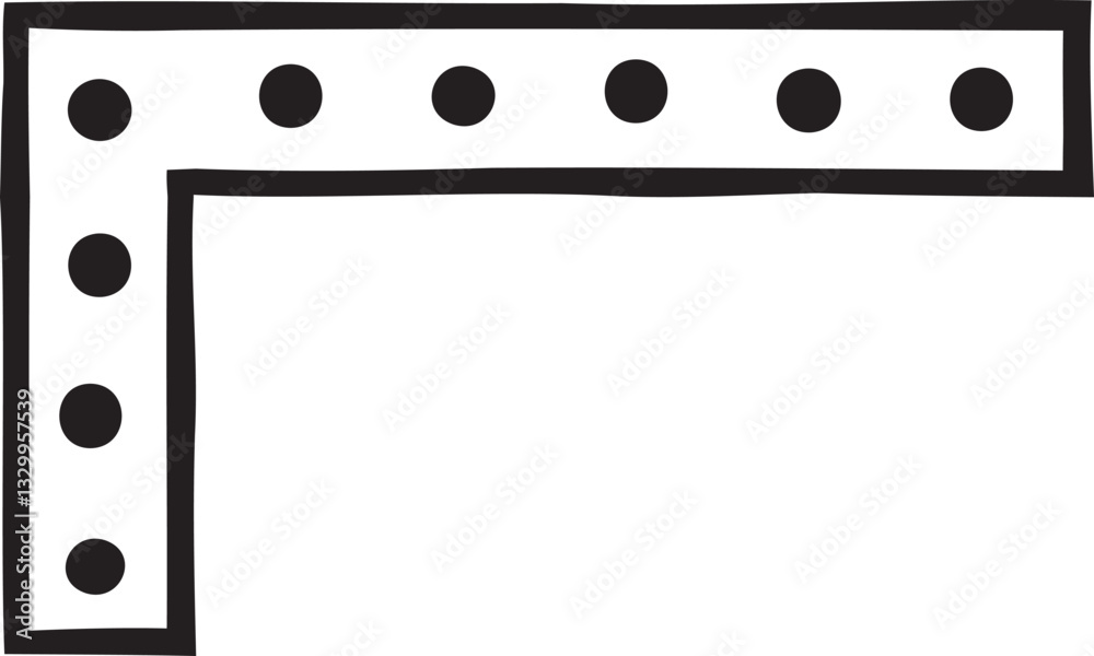 L-shaped border with dots inside a line. Vector illustration made with ...