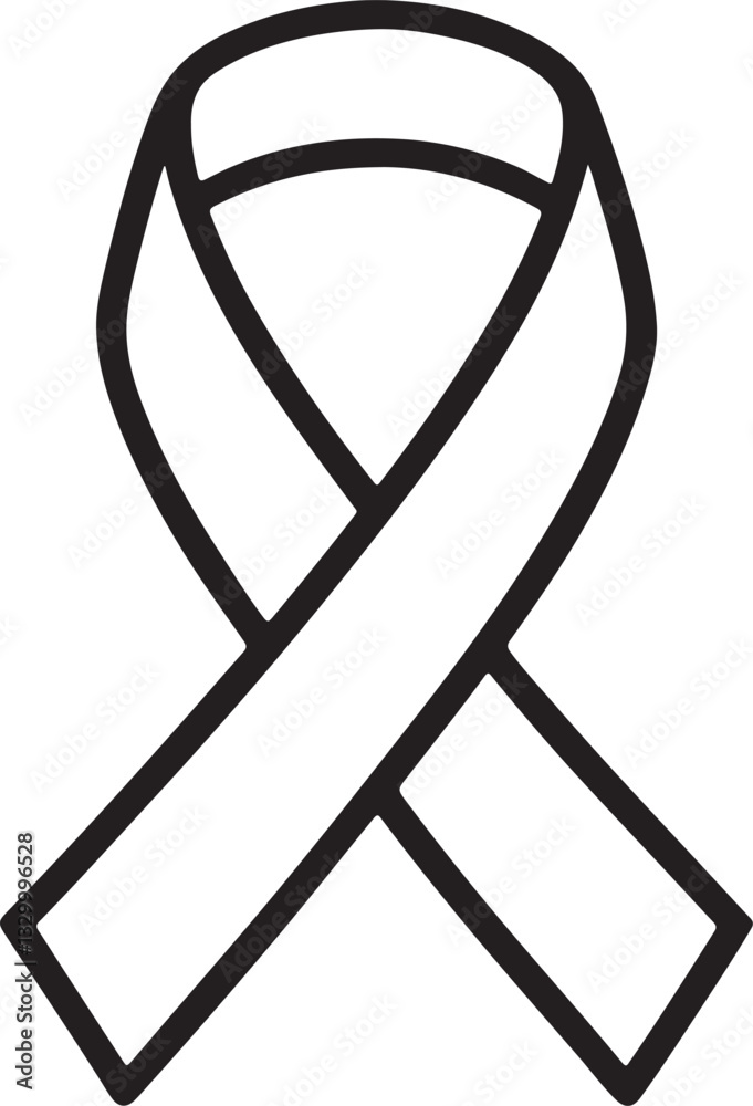 awareness ribbon line art, black outline, vector and illustration ...