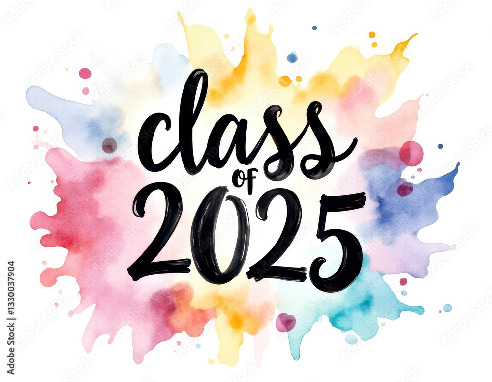 Class of 2025 watercolor splash design for graduation posters and cards ...