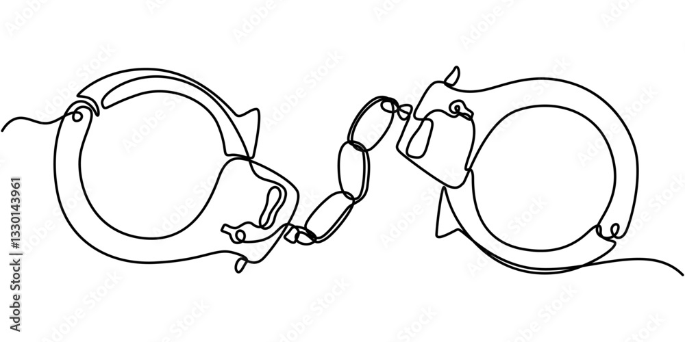 one continuous line drawing handcuffs minimalist design vector ...