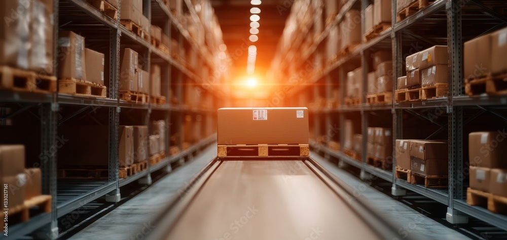 Smart warehouse with AI-driven sorting technology, automated conveyor ...