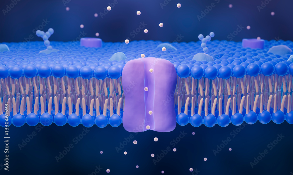 Ion channel in cell membrane Stock Illustration | Adobe Stock