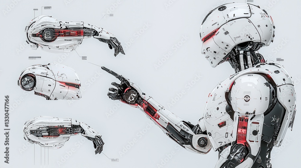 Futuristic Android Robot Design with Detailed Articulated Limbs and Sci ...