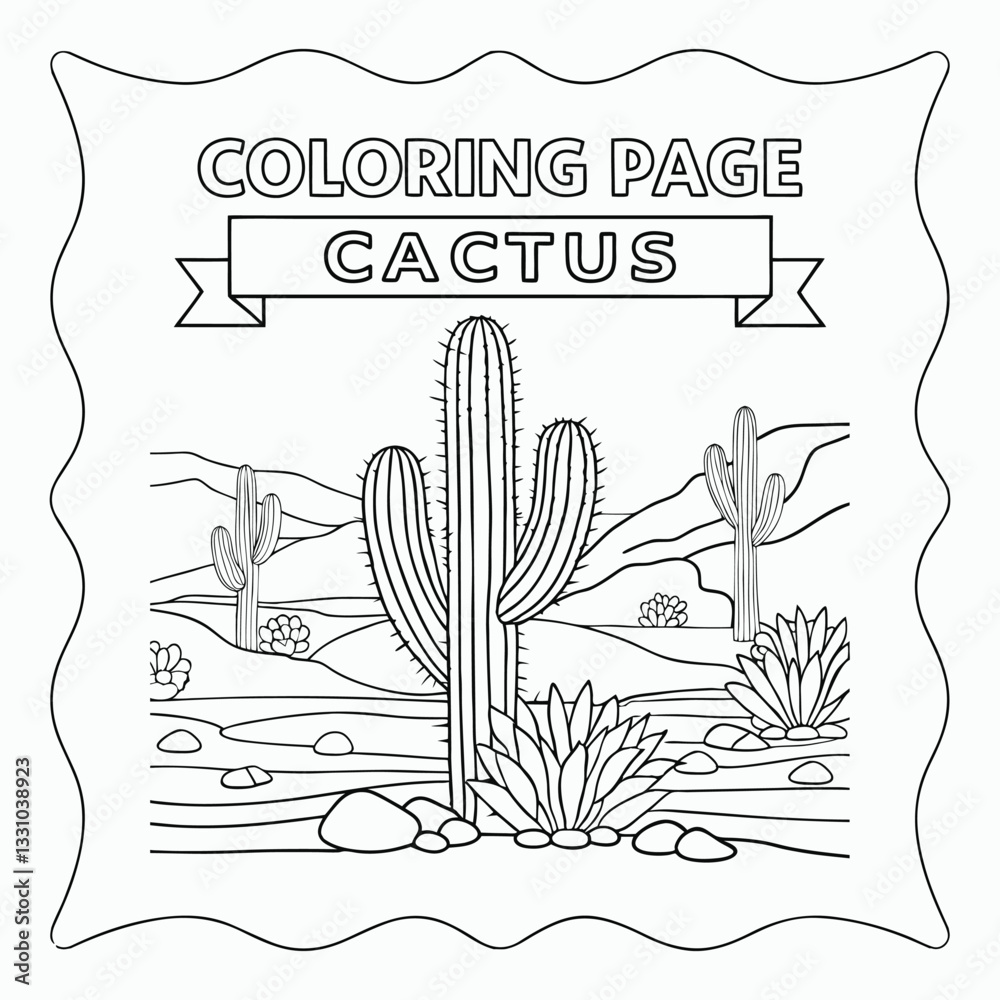 cactus outline coloring page for kids vector art illustrations ...