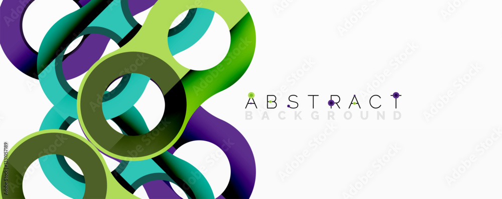 Abstract composition with intertwined circular and tubular forms ...