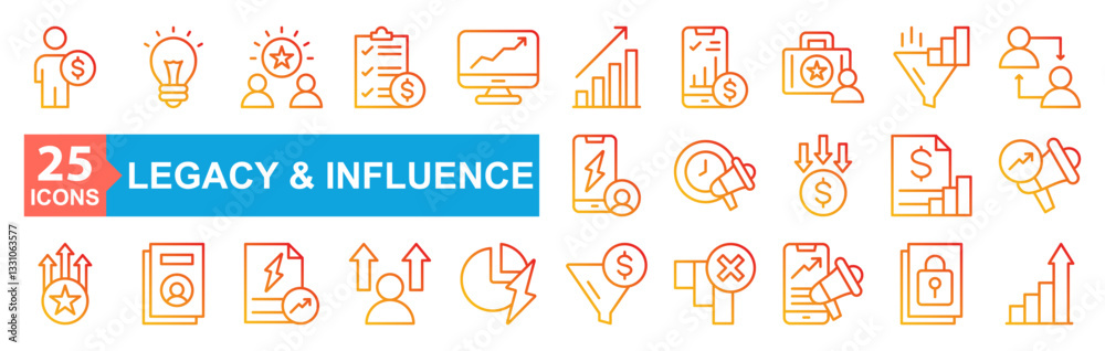 Legacy And Influence Icon Sheet Retirement, Growth, Innovation, Success ...