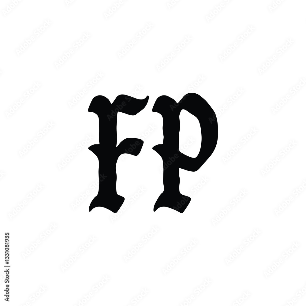 FP monogram logo design letter text name symbol monochrome logotype ...