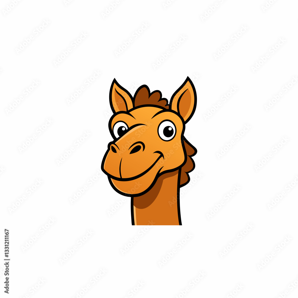 Camel Head Clipart. A cartoon illustration of a camel's head and face ...