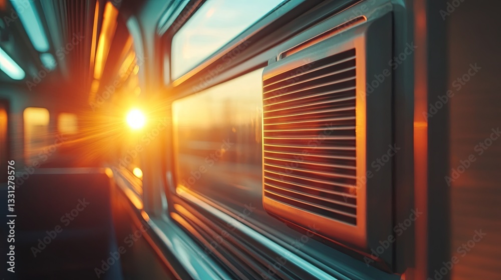 Air conditioner inside the interior of a fast-moving train Stock Photo ...